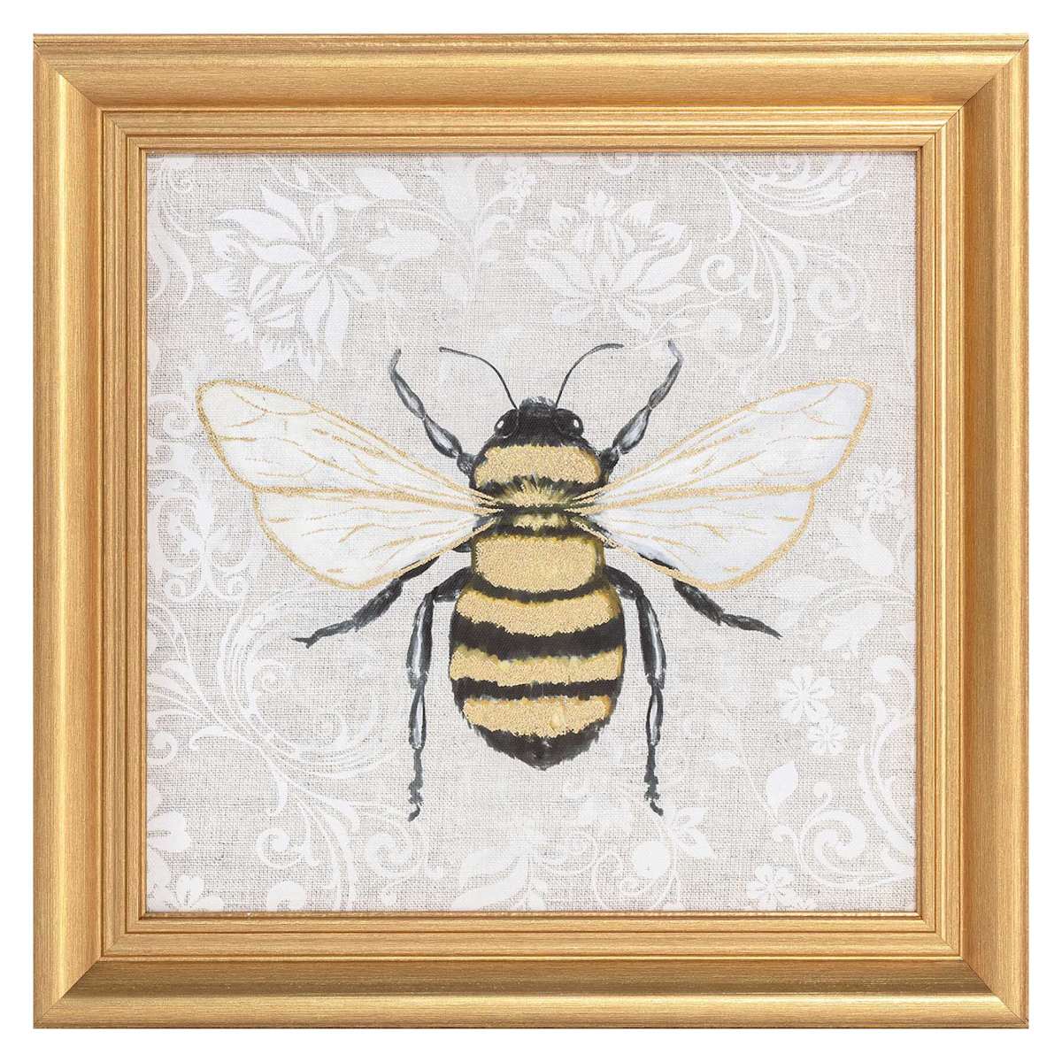 Gold Bumble Bee Textured Canvas Wall Art, 14"