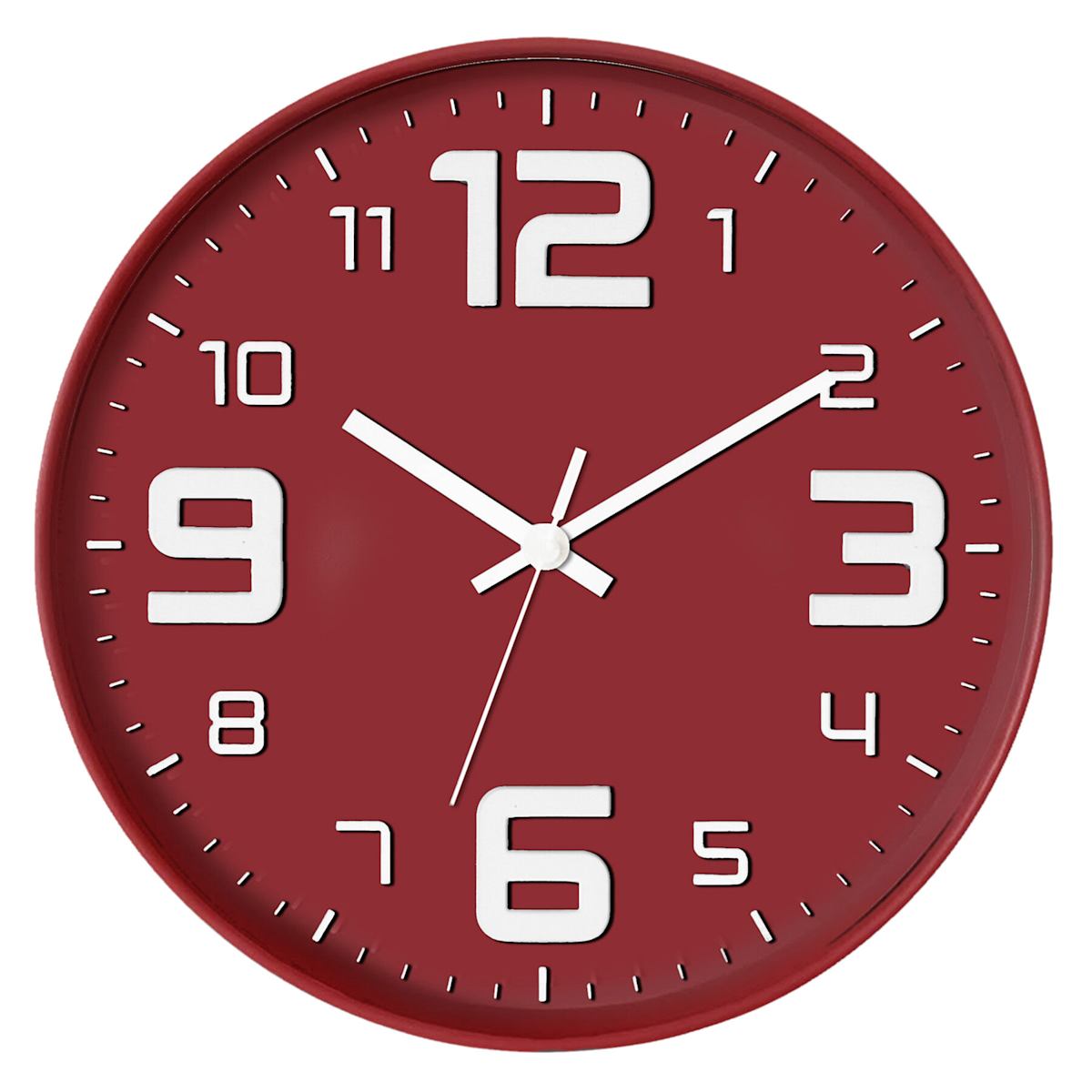 Red & White Modern 3D Dial Round Wall Clock, 12"