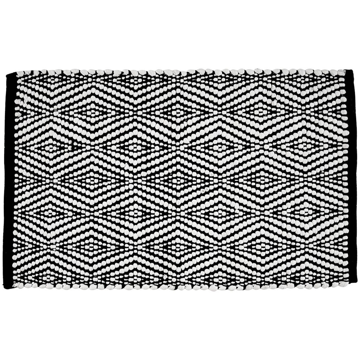 Diamond Woven Rug Black White, 20x34 | At Home