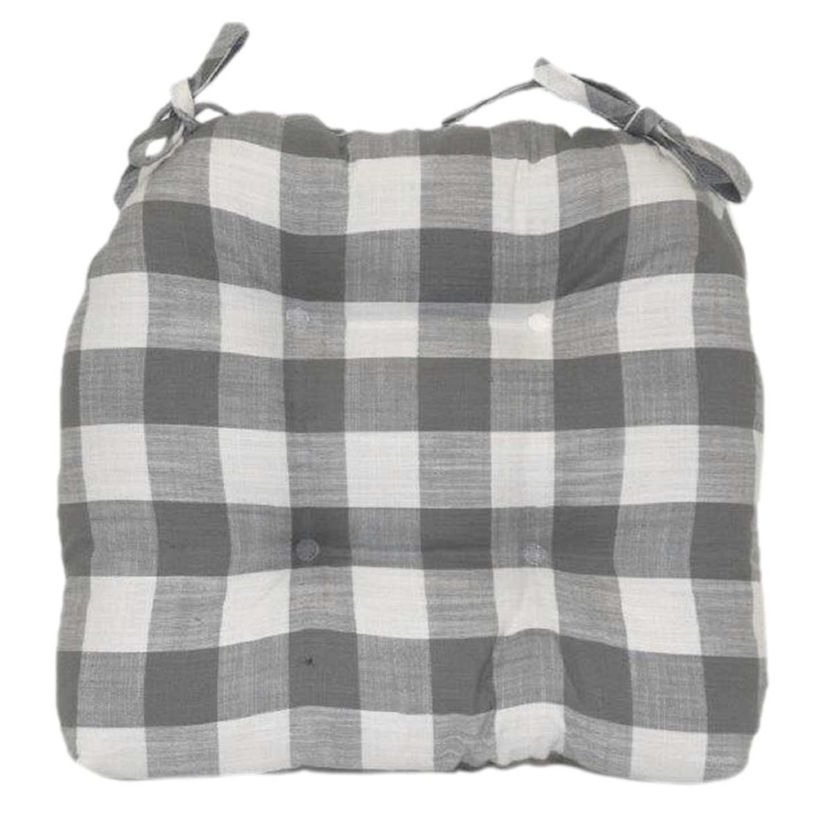 Cotton Buffalo Check Grey Chair Pad at Home