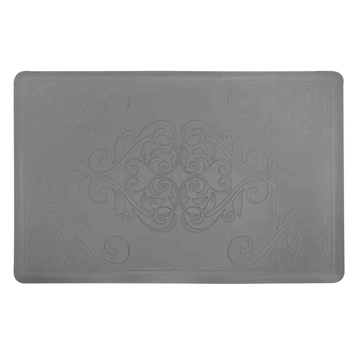 Grey Embossed Medallion Kitchen Mat, 24x36