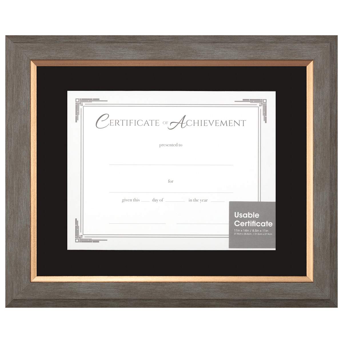 14x11 Matted to 8.5x11 Greywash Profile with Copper Document Frame