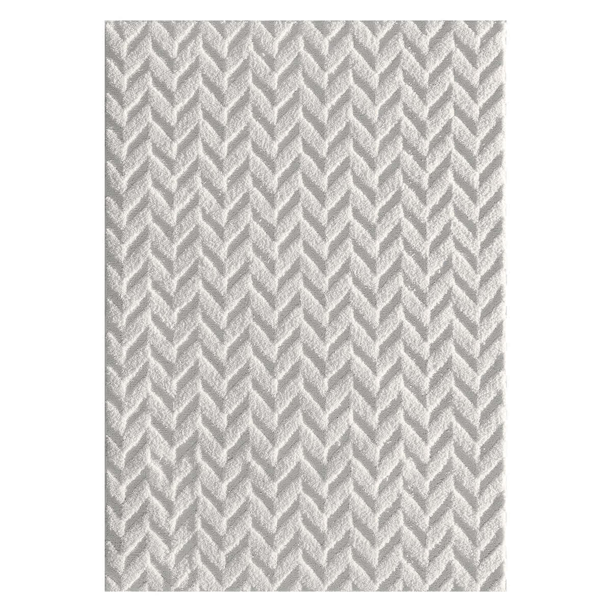 (D460) Salazar Herringbone Grey Tufted Area Rug With Non-Slip Back, 8x10