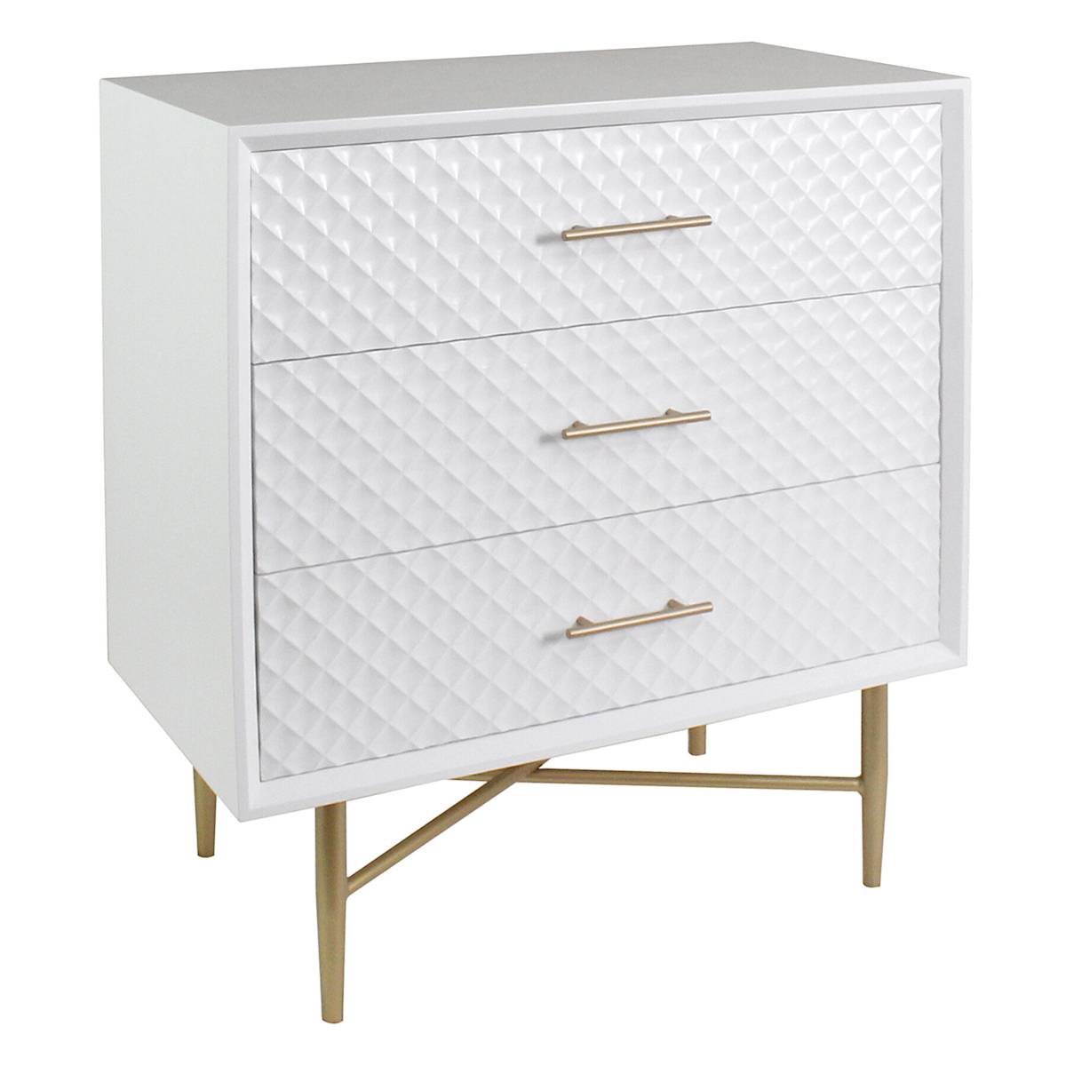 3 Drawer White Gold Cabinet