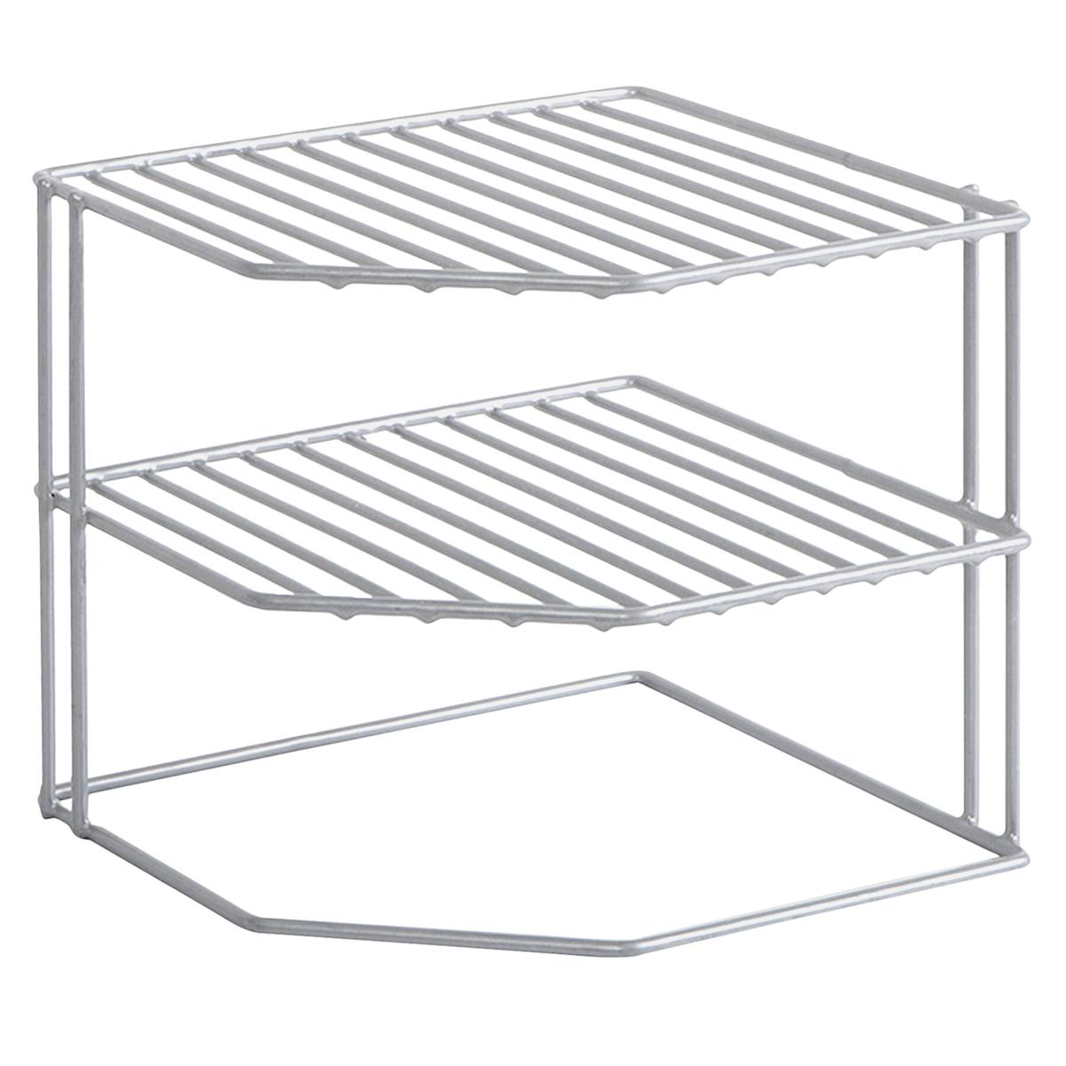 3-Tier Grey Wire Corner Shelf