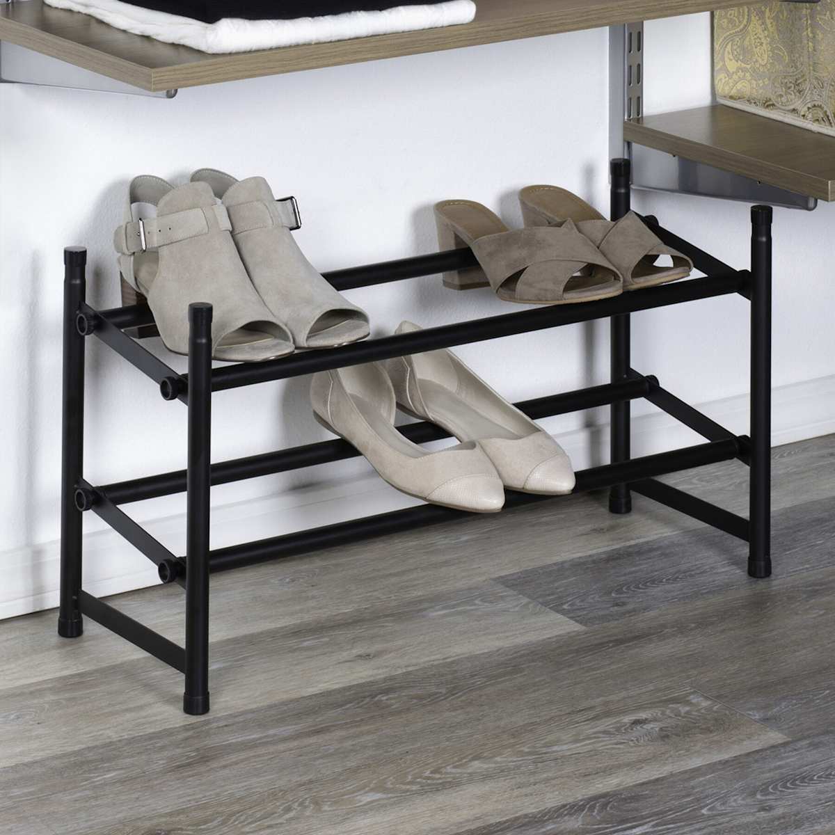 2-Tier Standing Shoe Rack, Mount Black