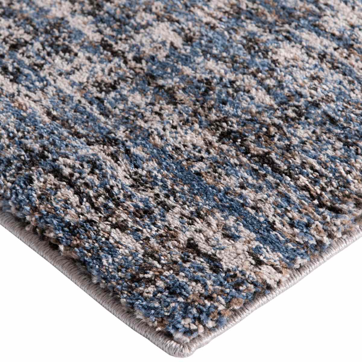 (A410) Strato Hatchure Blue Woven Shag Accent Rug, 3x5