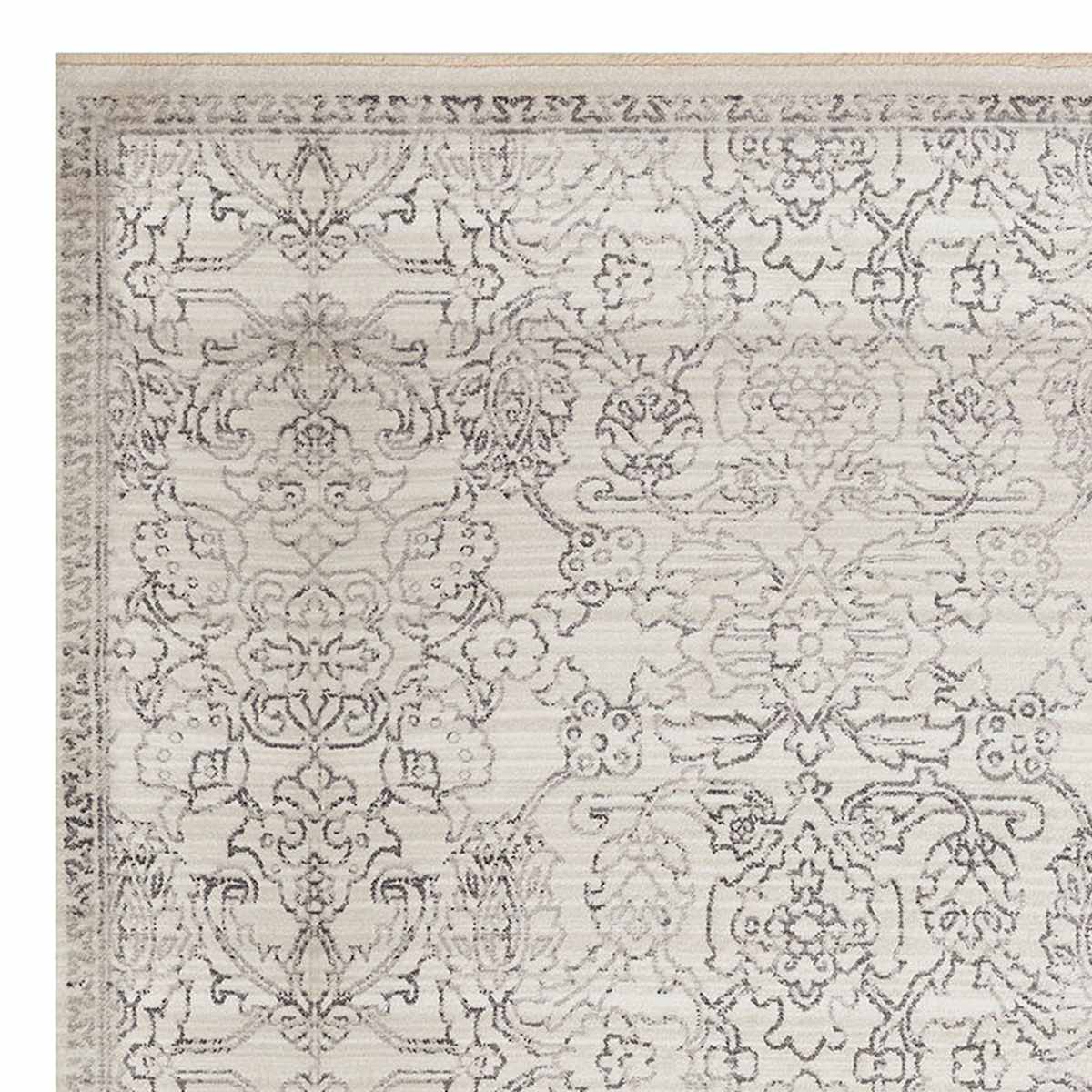 (B762) Cypress Ivory Floral Area Rug, 8x10