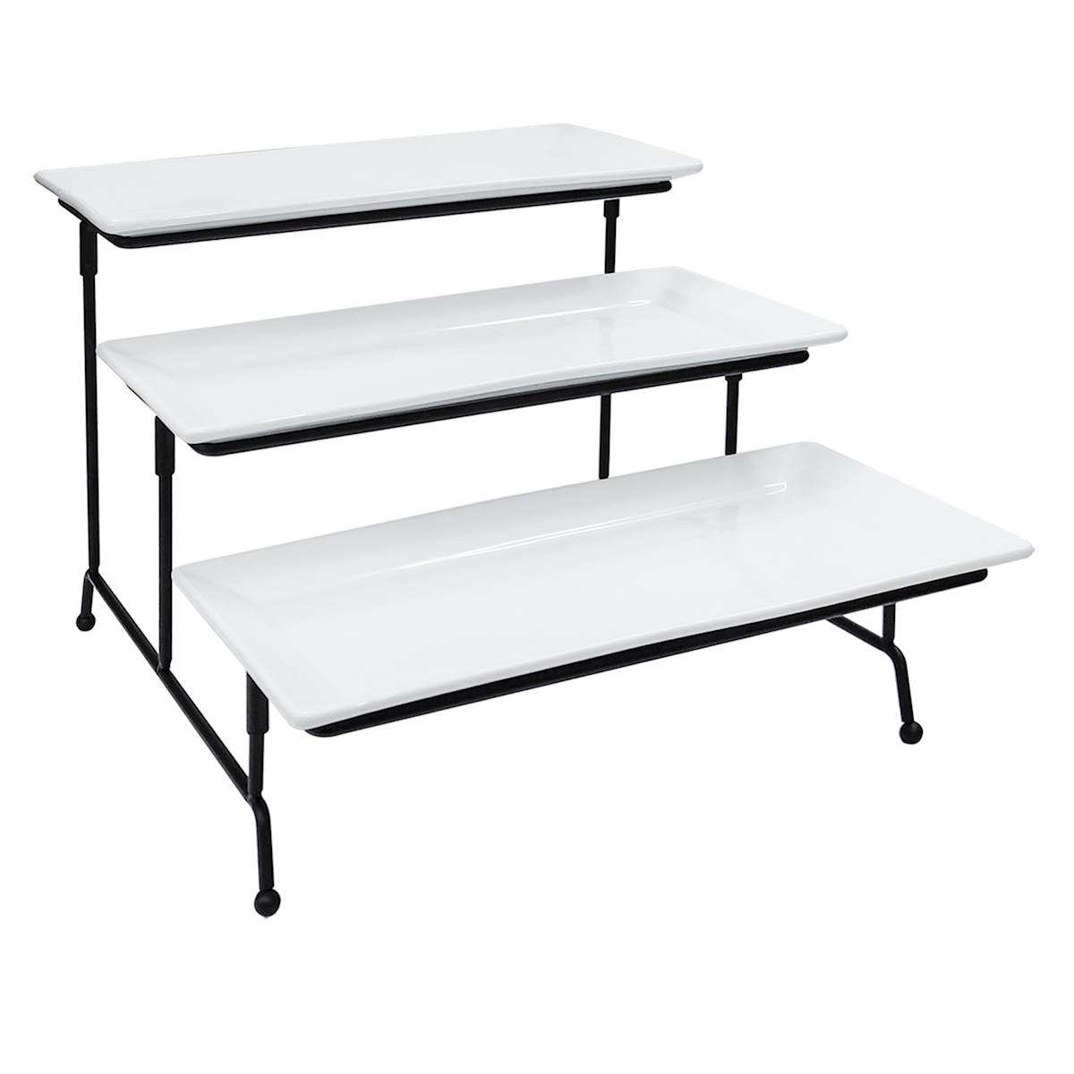 3-Tier Rectangle Serving Plates with Rack