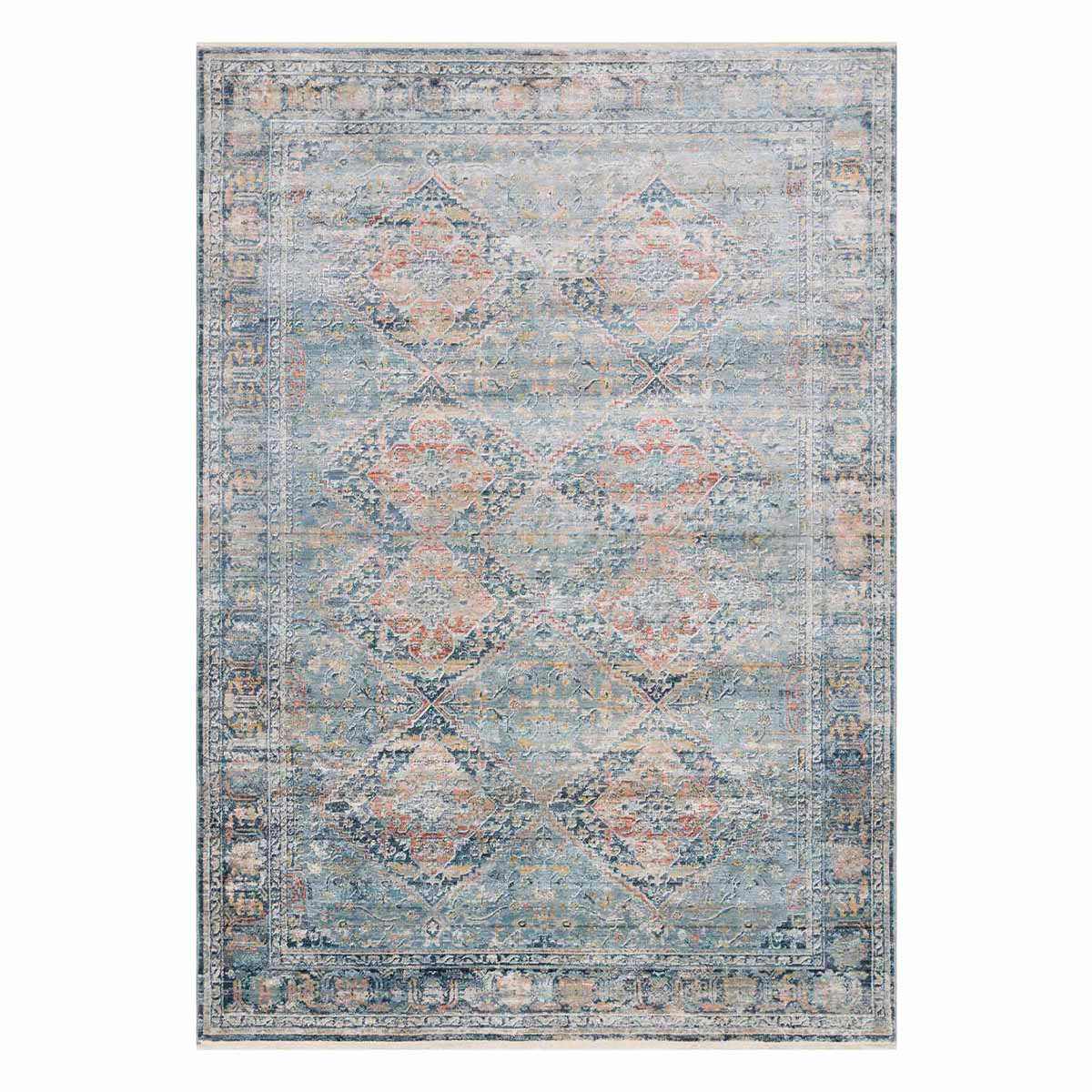 Genevieve Red and Blue Distress Look Area Rug 8x10 | At Home