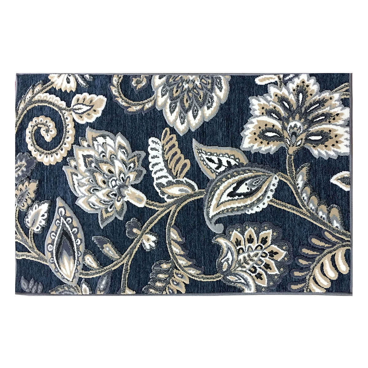 Arrington Navy Floral High-Low Washable Accent Rug 2x4 | At Home