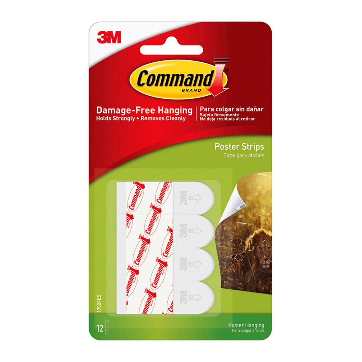 Command Small Poster Strips, 12-Strips/Pack, White