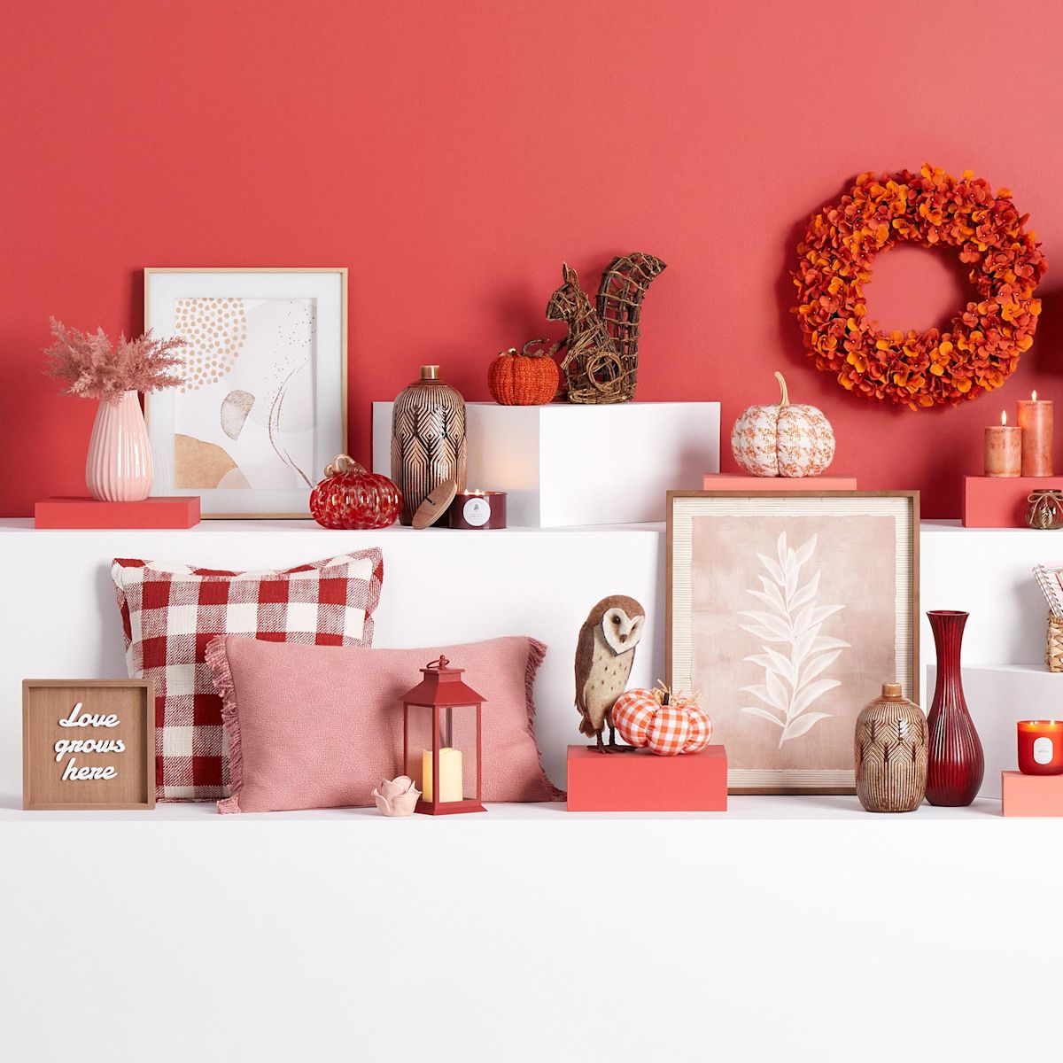 Red LED Lantern, 12"