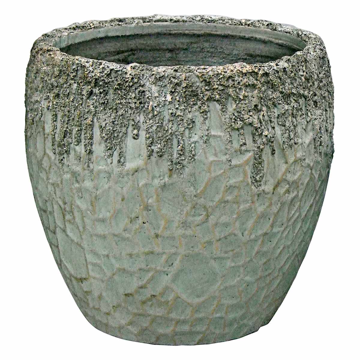 Green Metallic Rim Outdoor Planter, Medium | At Home
