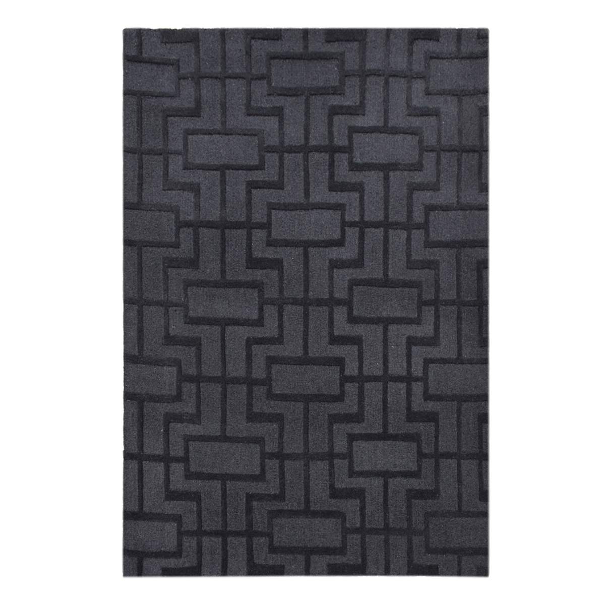 (A481) Crosby St. Black Geometric Line Area Rug, 5x7