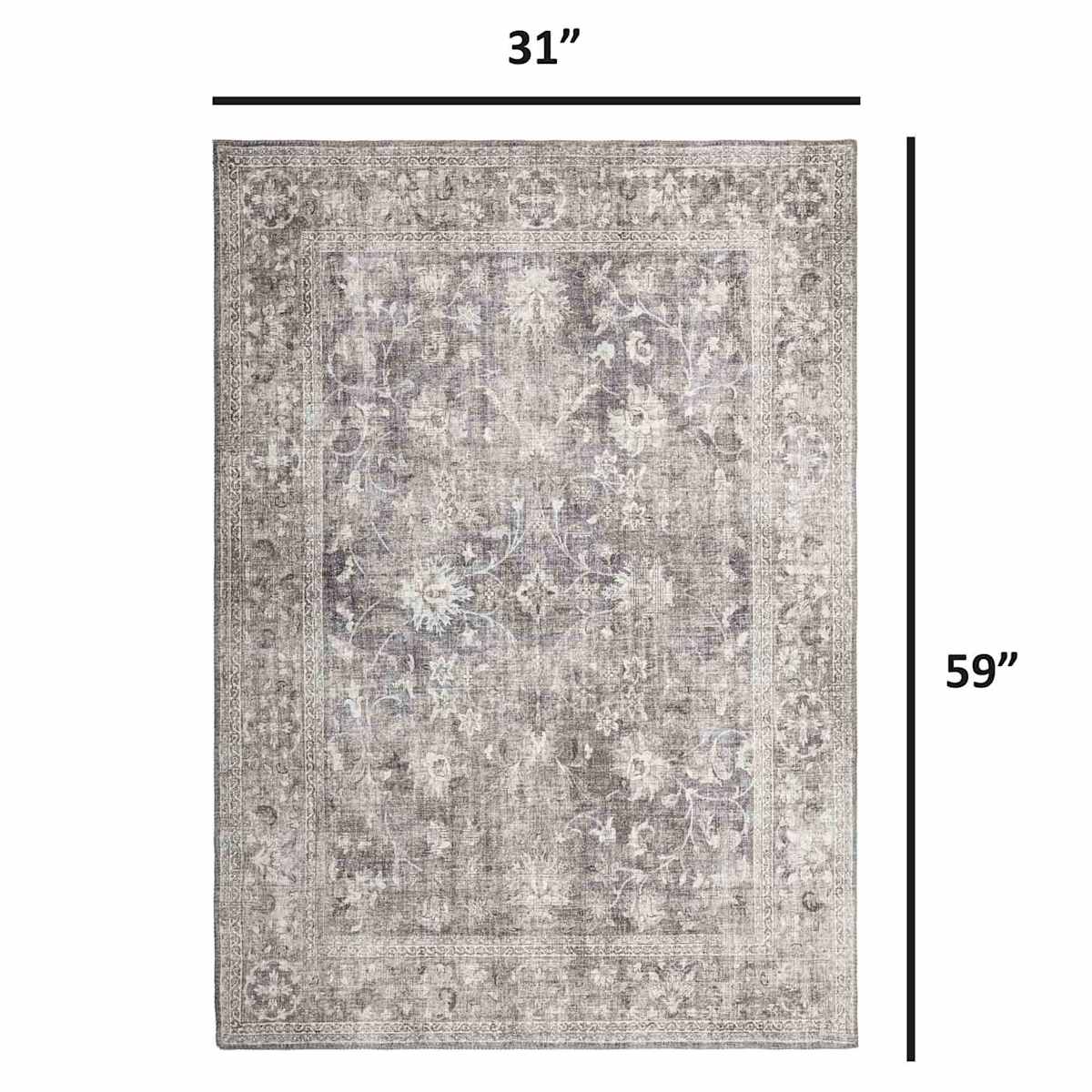 (B844) Honeybloom Vintage Distressed Medallion Accent Rug, 3x5