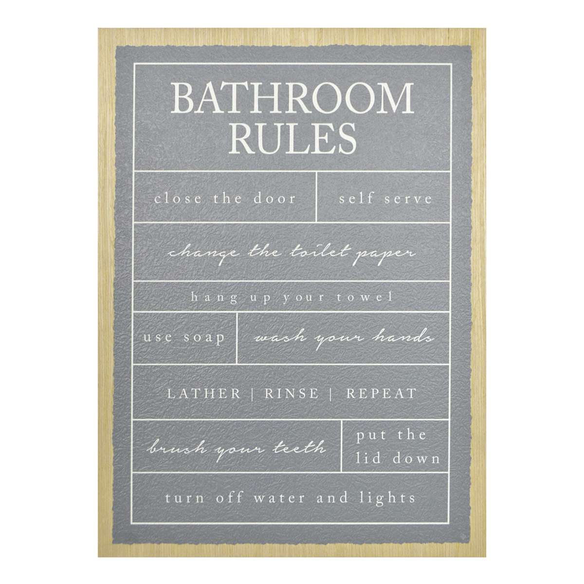 Bathroom Rules Wall Decor, 14x19