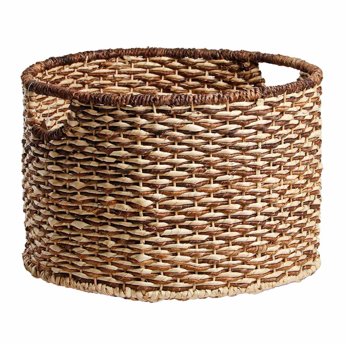 Bacburi Round Woven Abaca Storage Basket, Medium