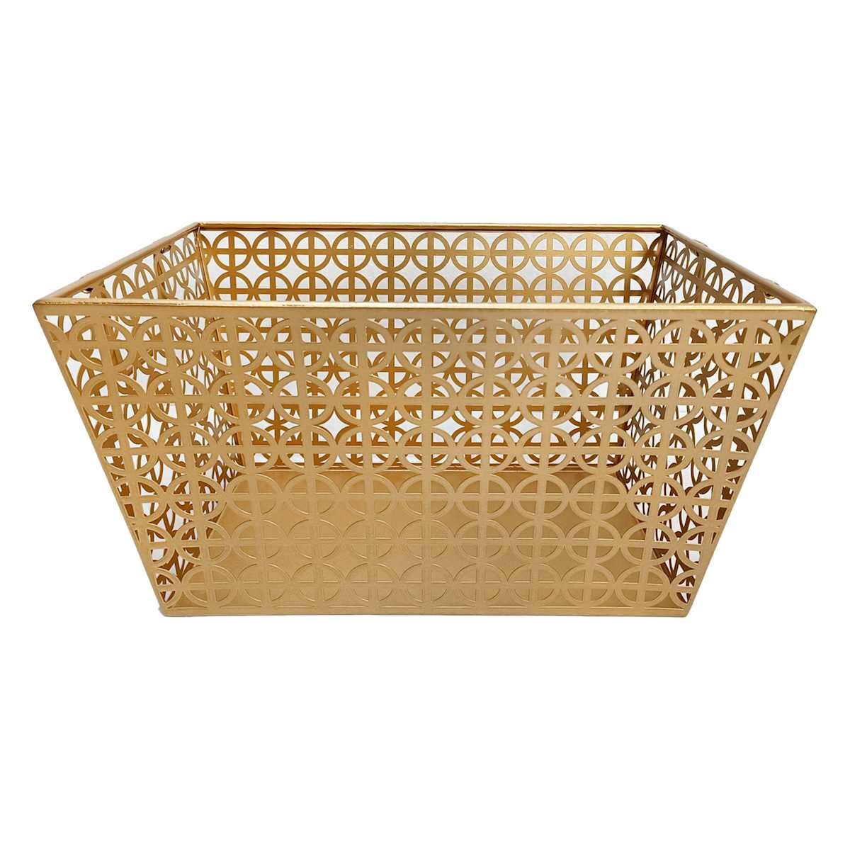 Geo Gold Metal Rectangle Storage Basket, Medium