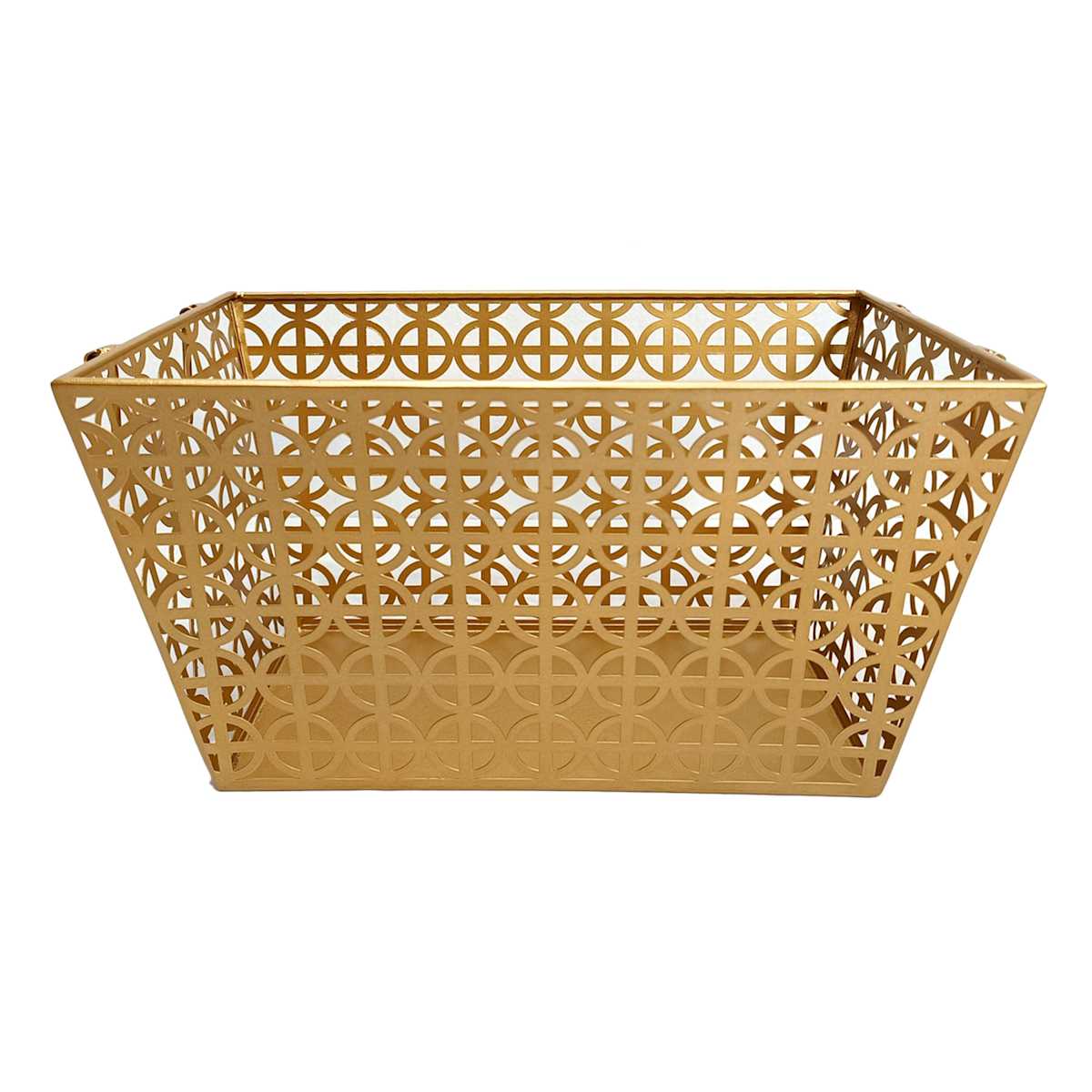 Geo Gold Metal Rectangle Storage Basket, Small
