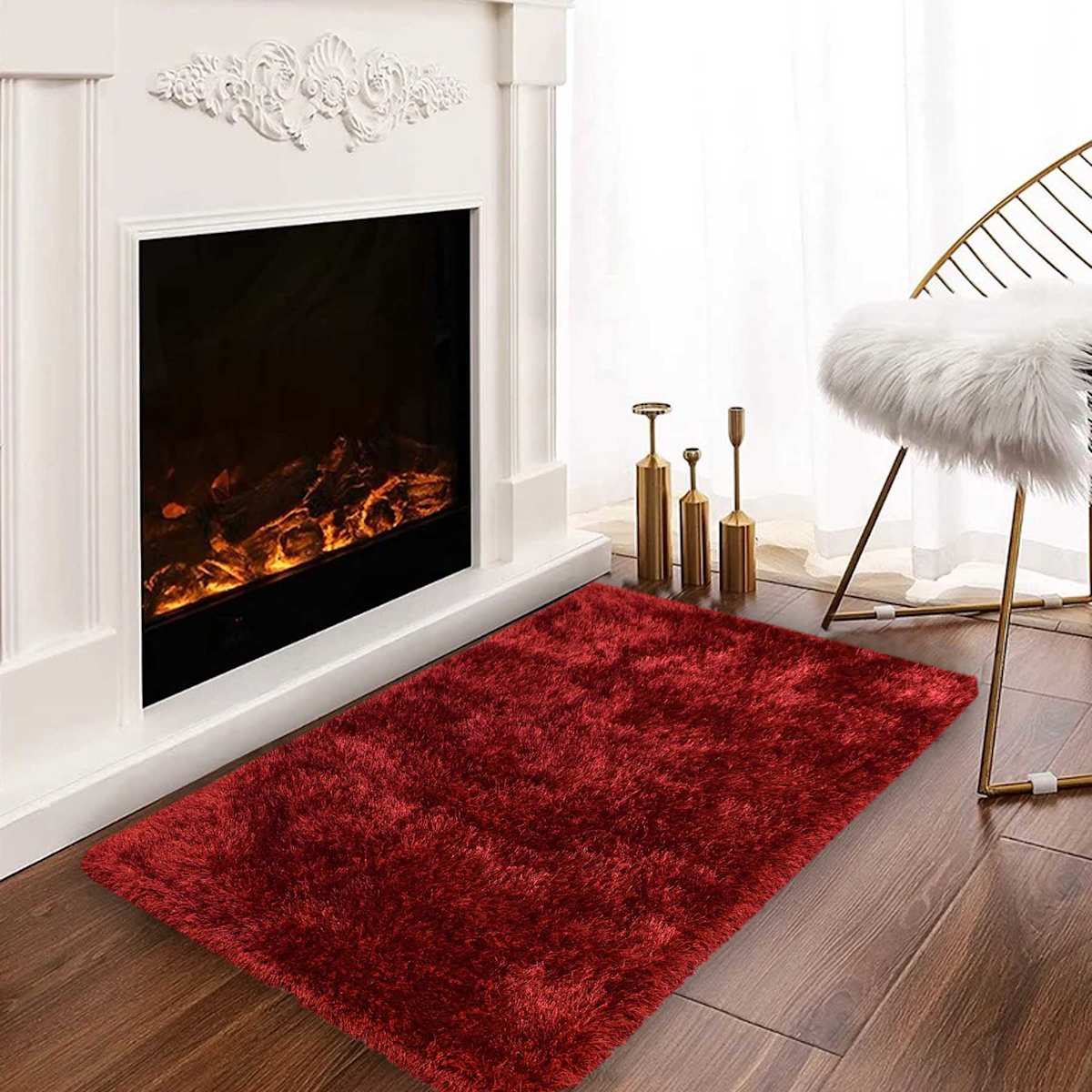 Eve Red Shag Accent Rug | At Home