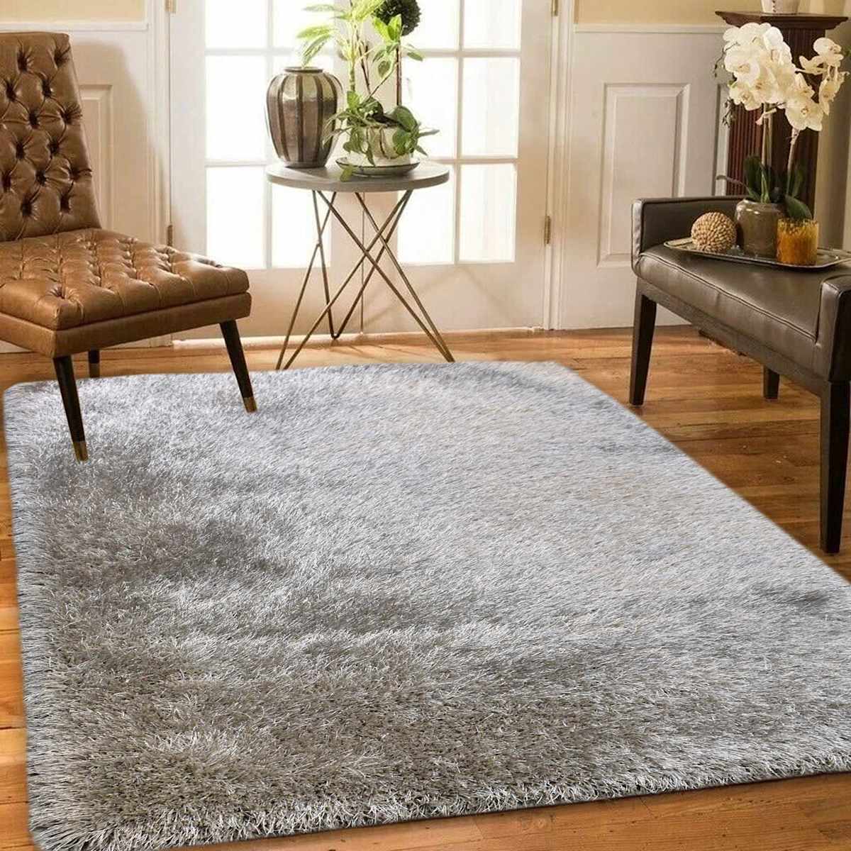 Eve Silver Shag Area Rug 6x9 | At Home