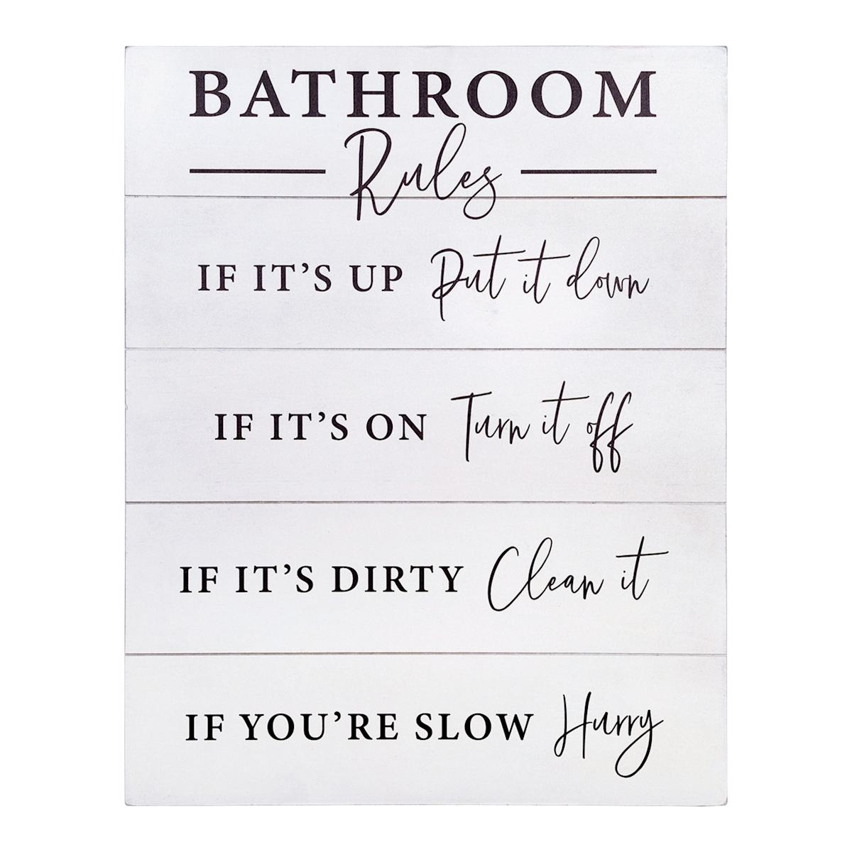Bathroom Rules Wall Decor, 16x20
