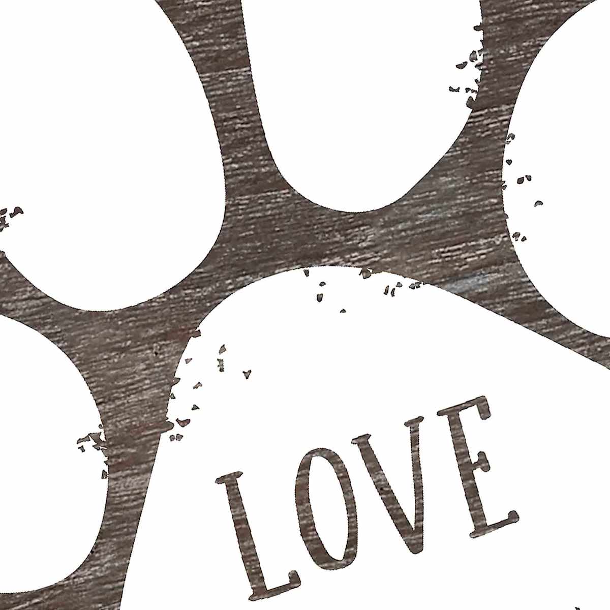 Greywash with White Paw & Love Printed Sentiment Wall Art, 6"