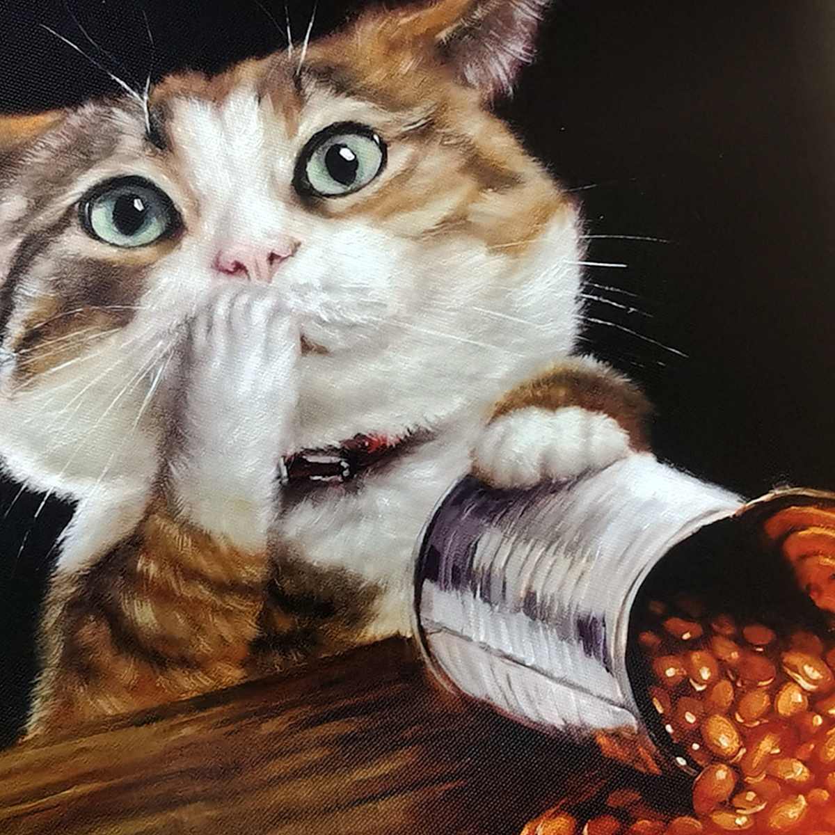 Spill the Beans Cat Canvas Wall Art, 16x12