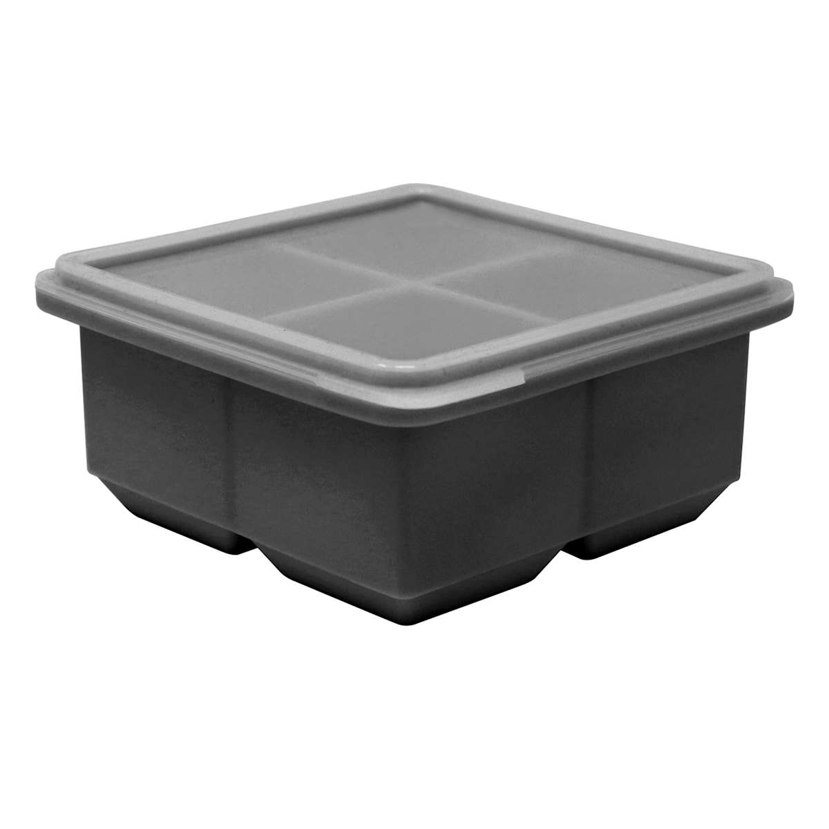 4-Section Silicone Square Ice Cube Tray, Black