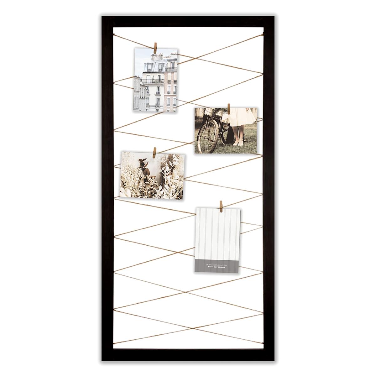 Black String Collage with Clothespin Photo Clips, 20X40