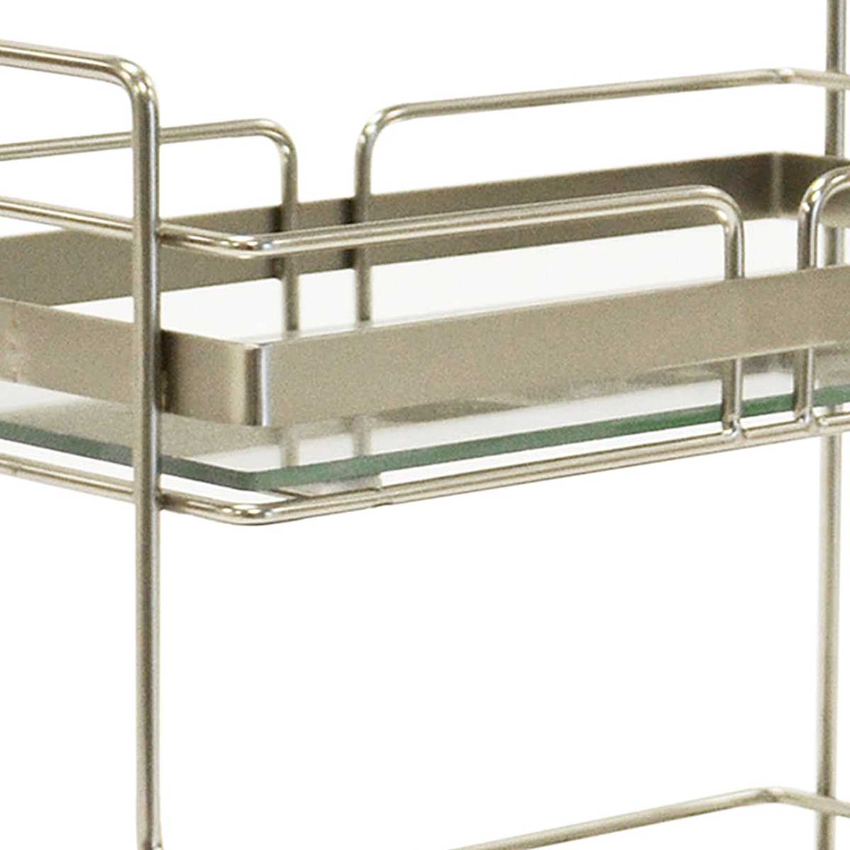 2-Tier Sotto Satin Nickel Rectangle Mirrored Vanity Tray