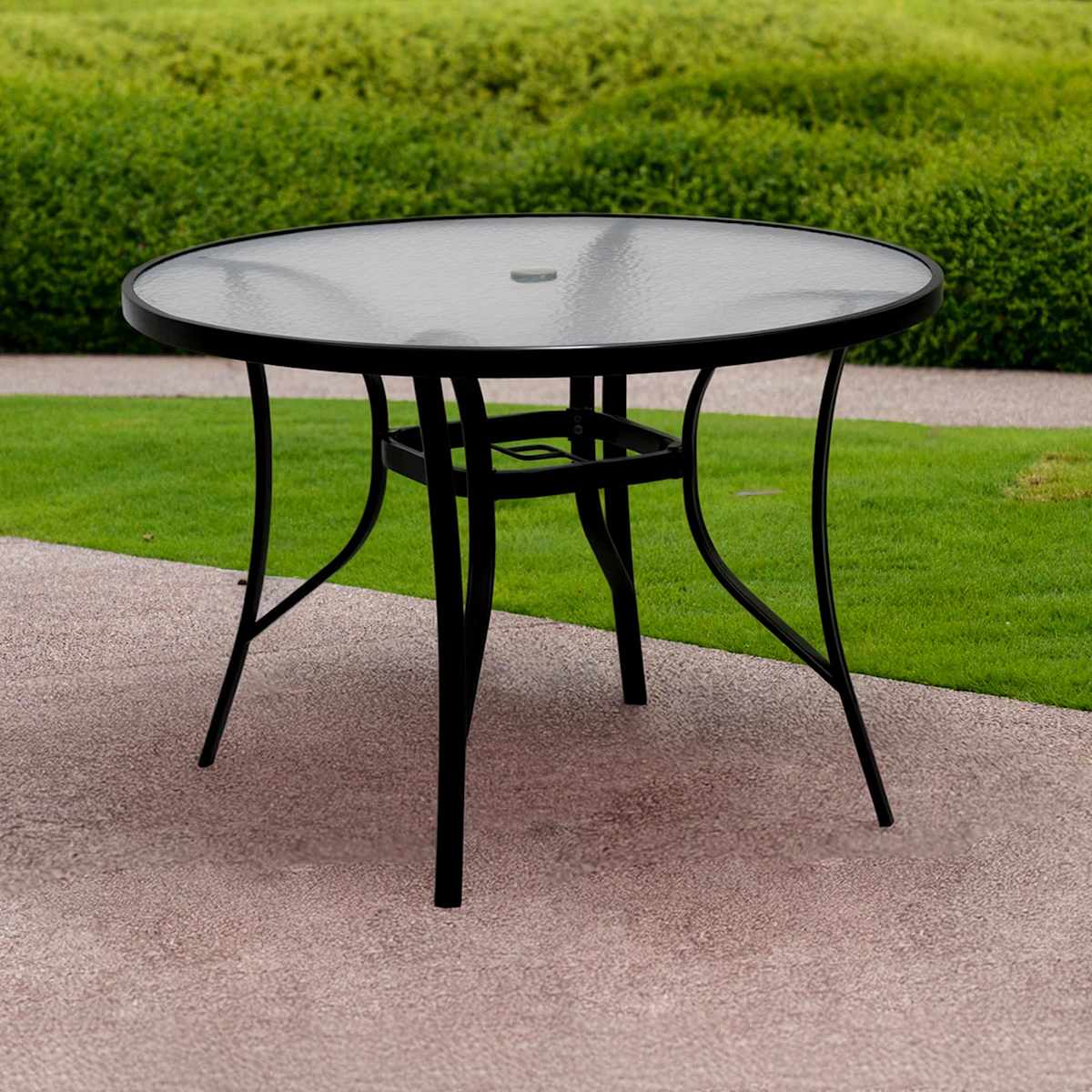 Black Steel Round Patio Table, 42" | At Home