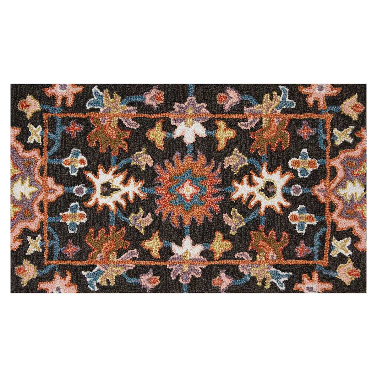 Verona Black Floral Kitchen Mat, 18x30