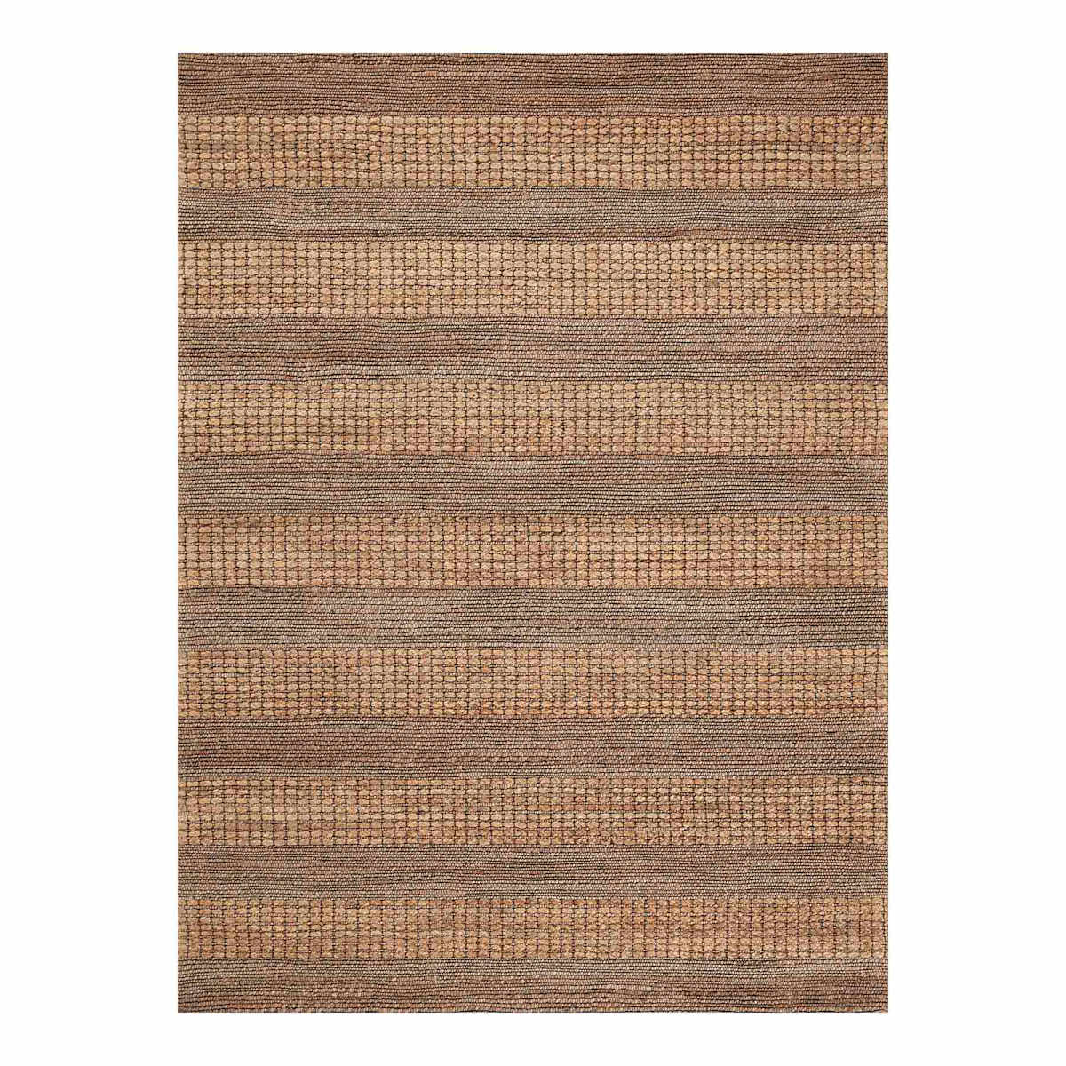 (B870) Found & Fable Aaron Brown & Natural Striped Jute Area Rug, 5x7