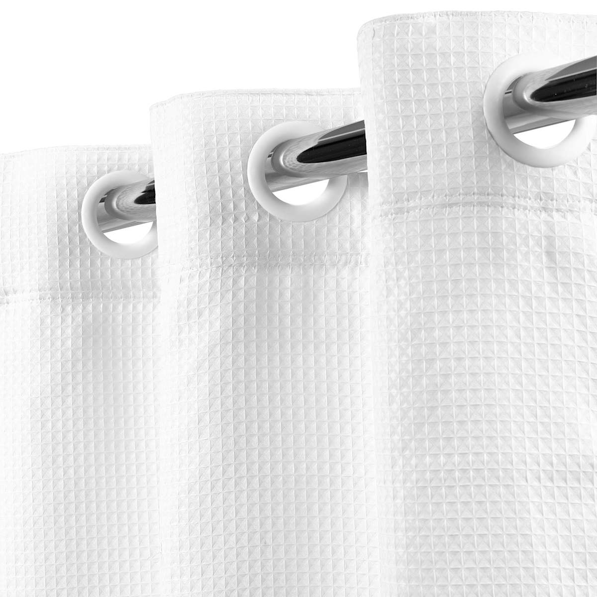 White Hookless Waffle Solid Shower Curtain, 74"