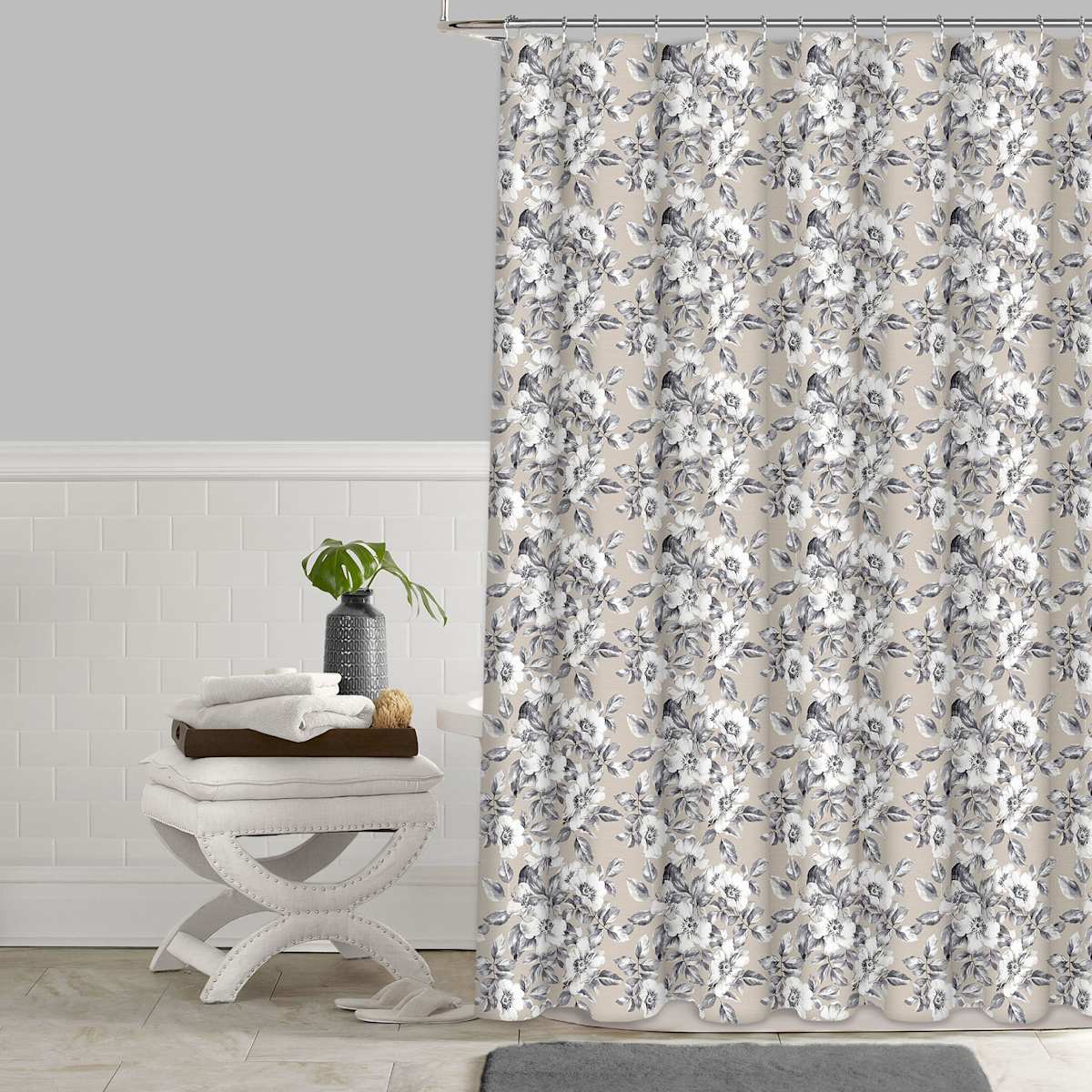 Grey and tan shower curtain store