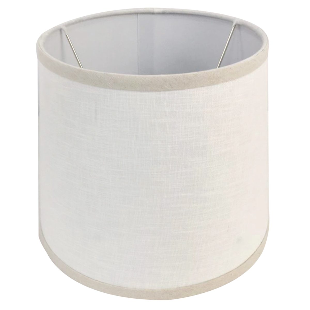 Off-White with Tan Trim Tapered Drum Small Table Lamp Shade, 9x11x9
