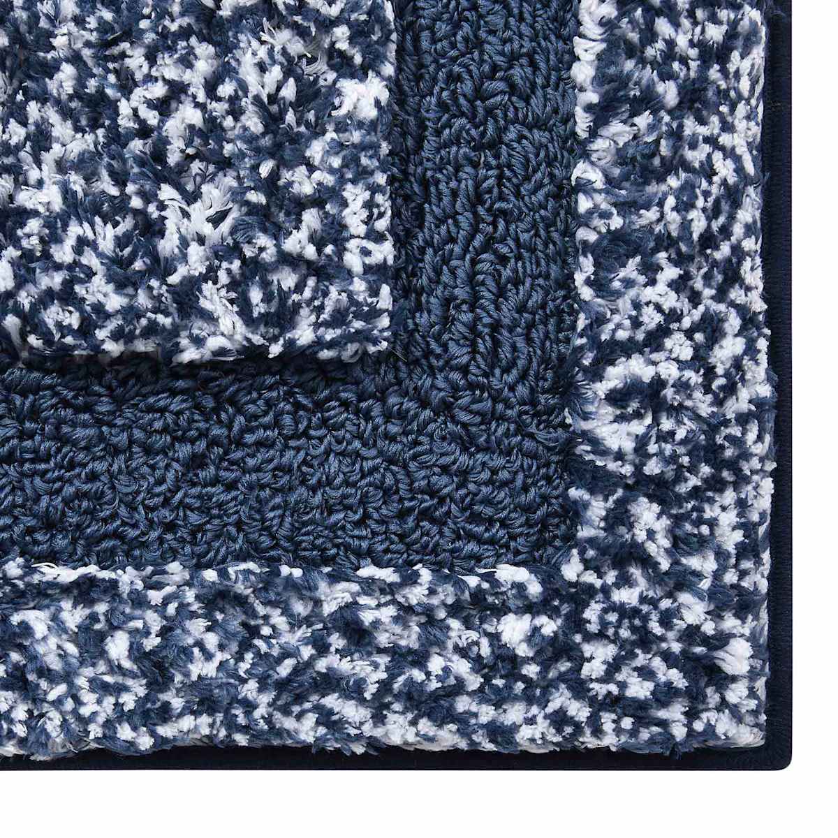 Navy Blue Heathered Hotel Bath Rug Set 2 Piece | At Home