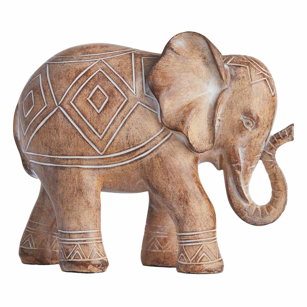 Brown Aztec Design Elephant, 7"