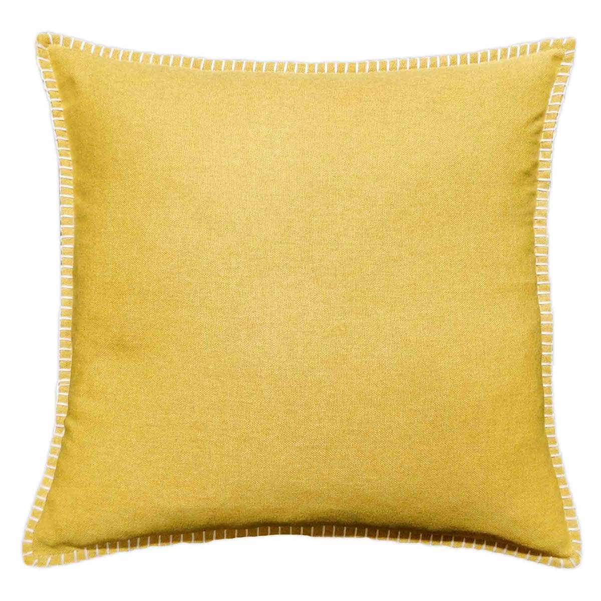 Yellow Heathered Whip Stitch Feather Filled Throw Pillow, 18"