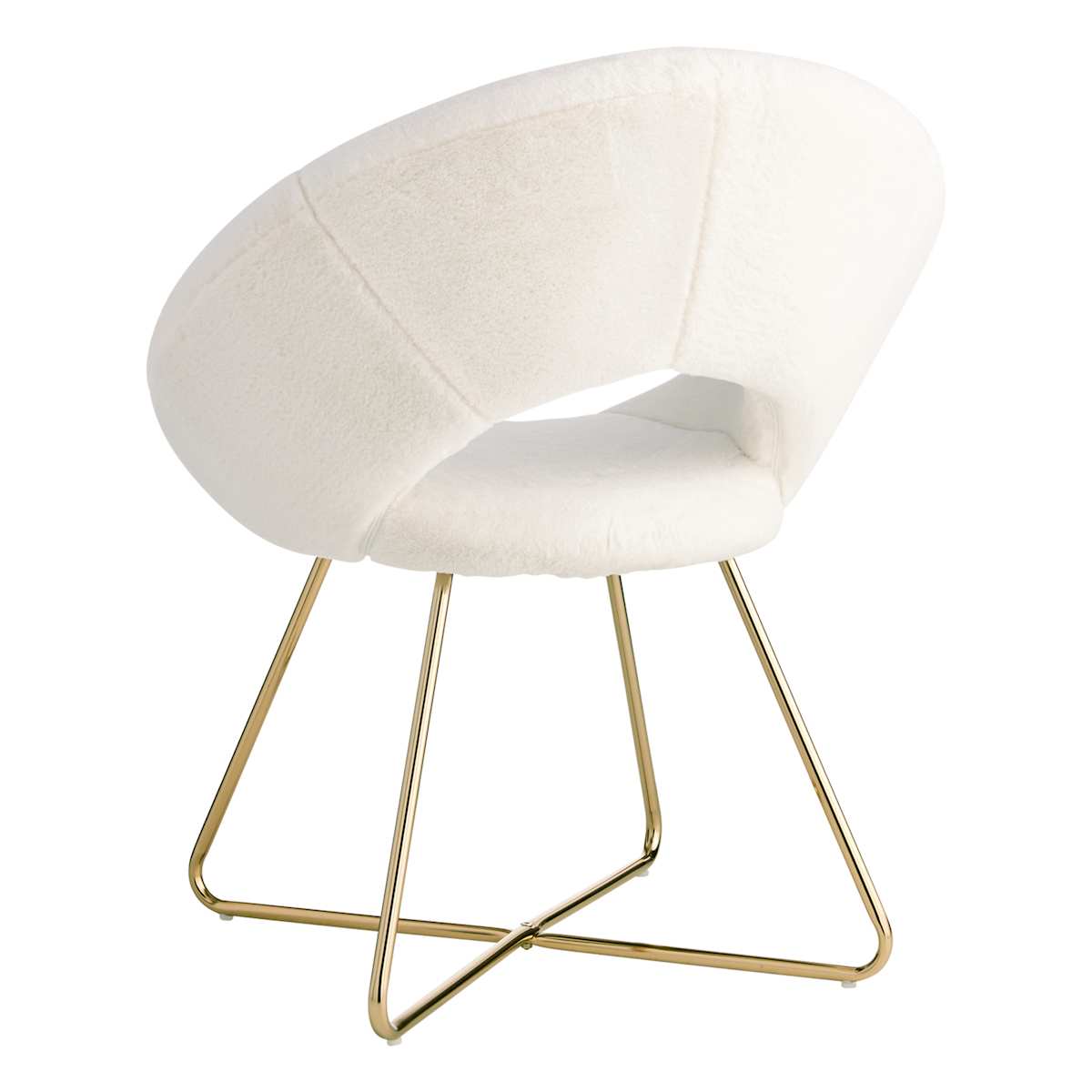 Felicity Faux Fur Accent Chair, Cream | At Home