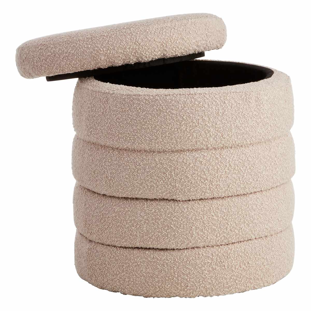 Crosby St. Pax Boucle Round Storage Ottoman, Taupe