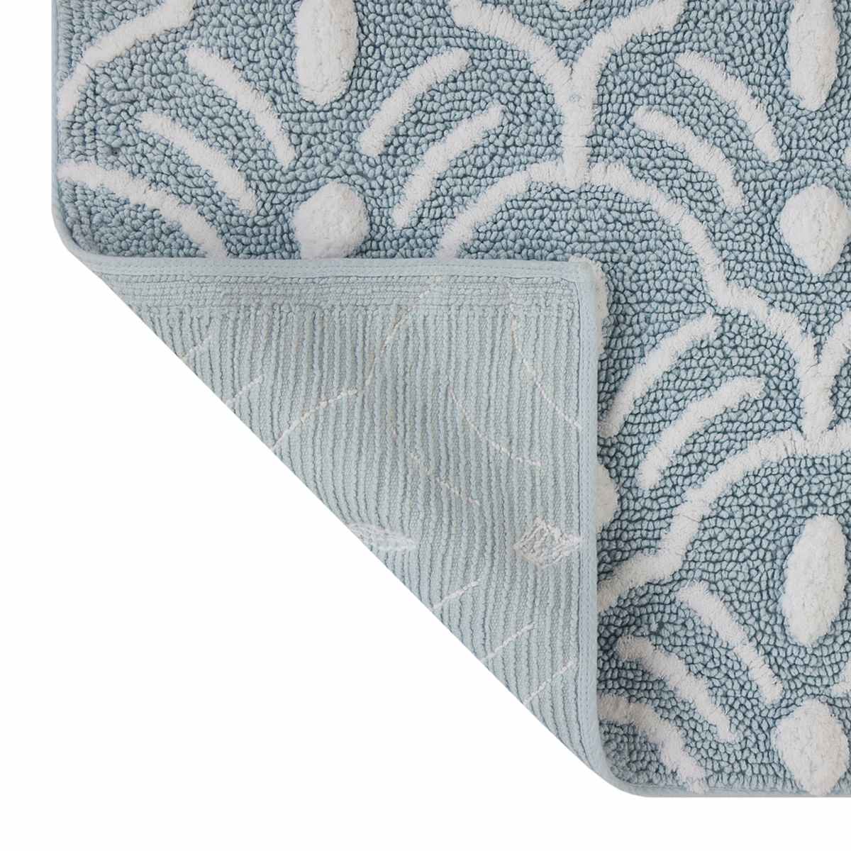 Light Blue Shell Design Cotton Bath Rug 20x30 | At Home