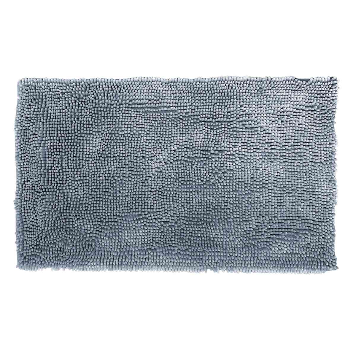 2-Pack Blue Shiny Noodle Bath Rug Set, 17x24 & 20x34