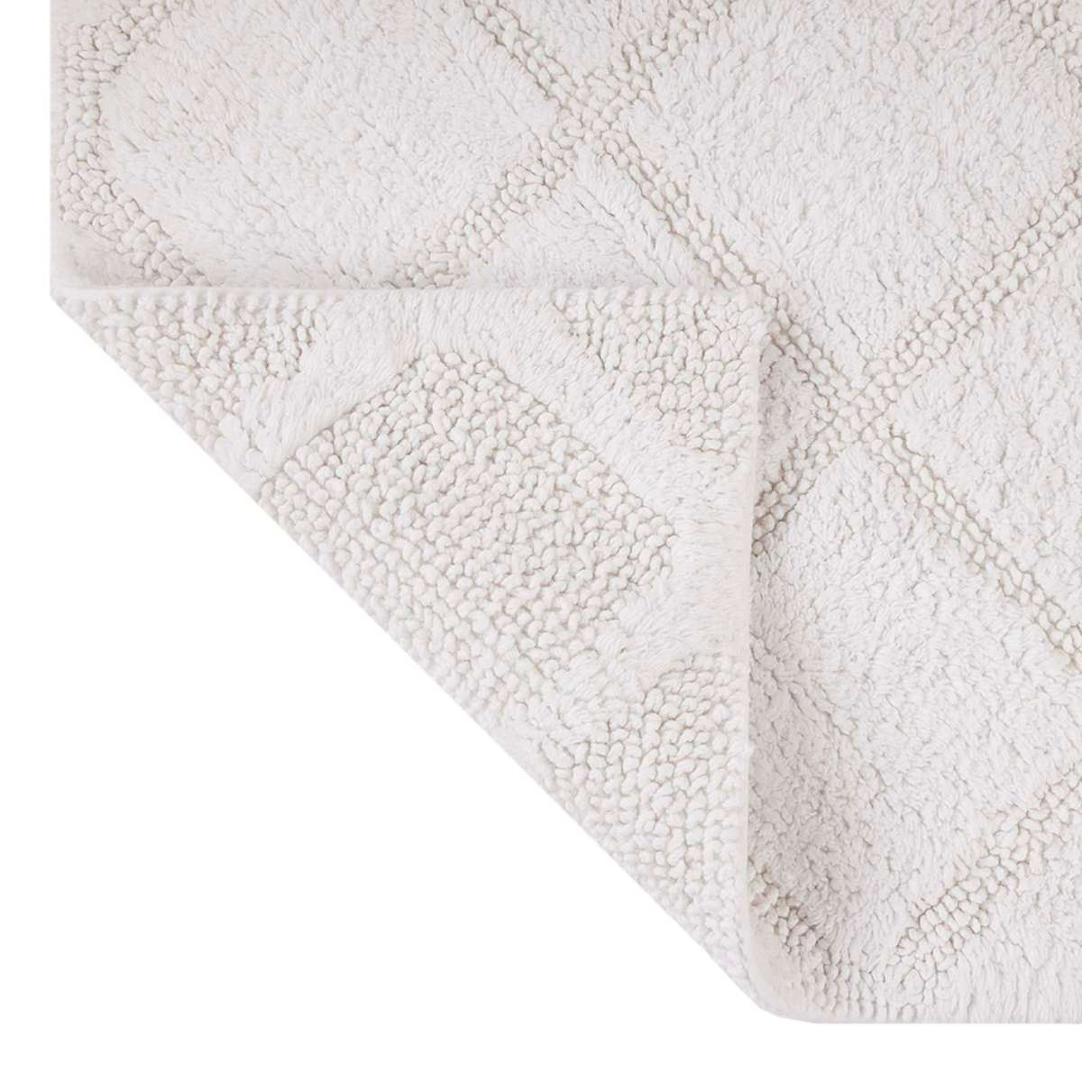 2-Pack White Diamond Bath Rug Set, 17x24 & 20x32
