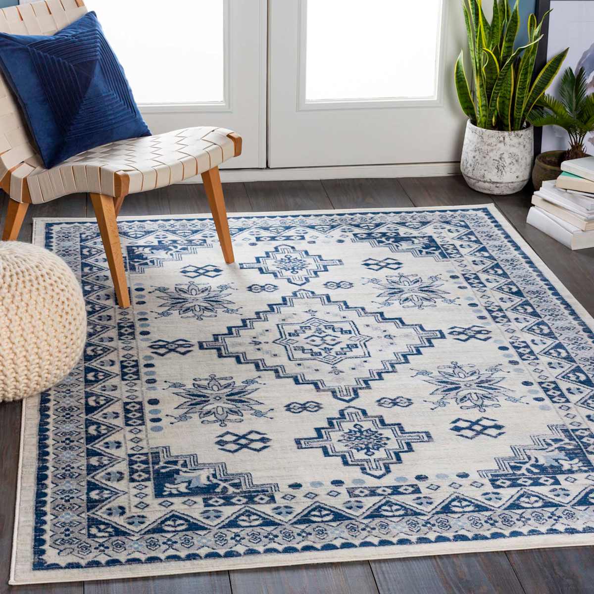 Roma Blue Medallion Area Rug 8x10 | At Home