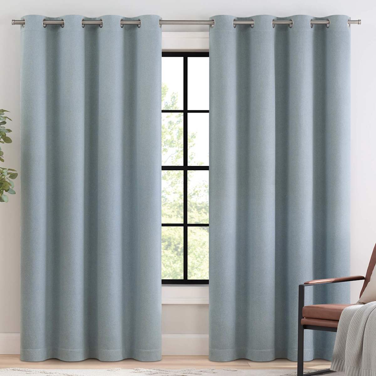 Blue Eclipse Whalen Blackout and Draft Grommet Single Curtain Panel, 84 ...