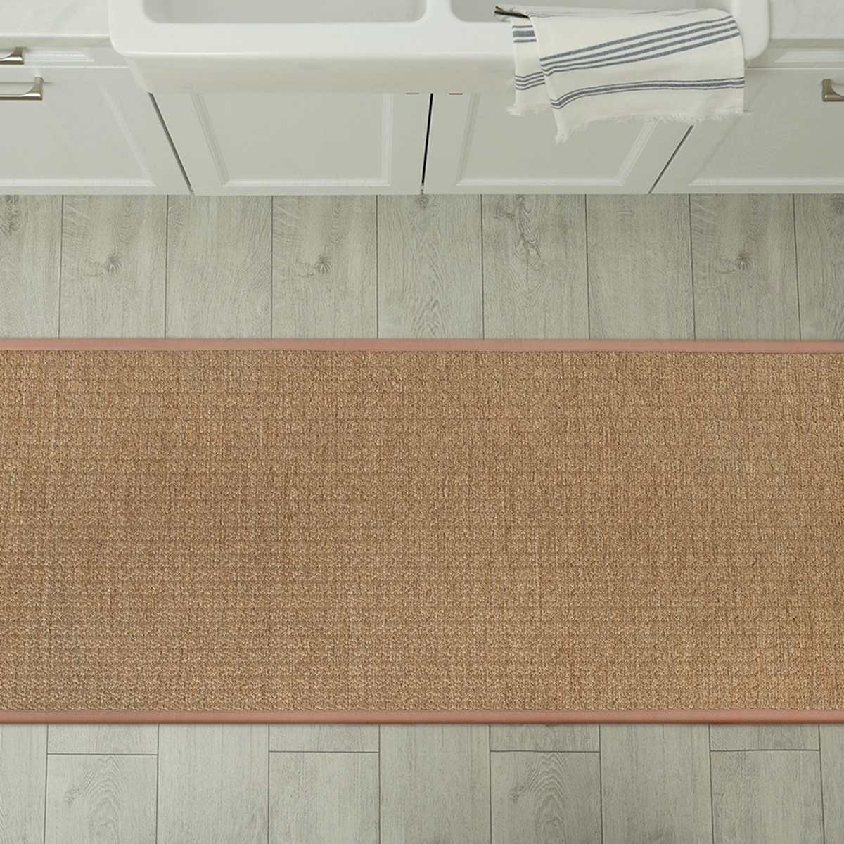 Solid Natural Textured Puffback Washable Kitchen Runner 2x5 | At Home