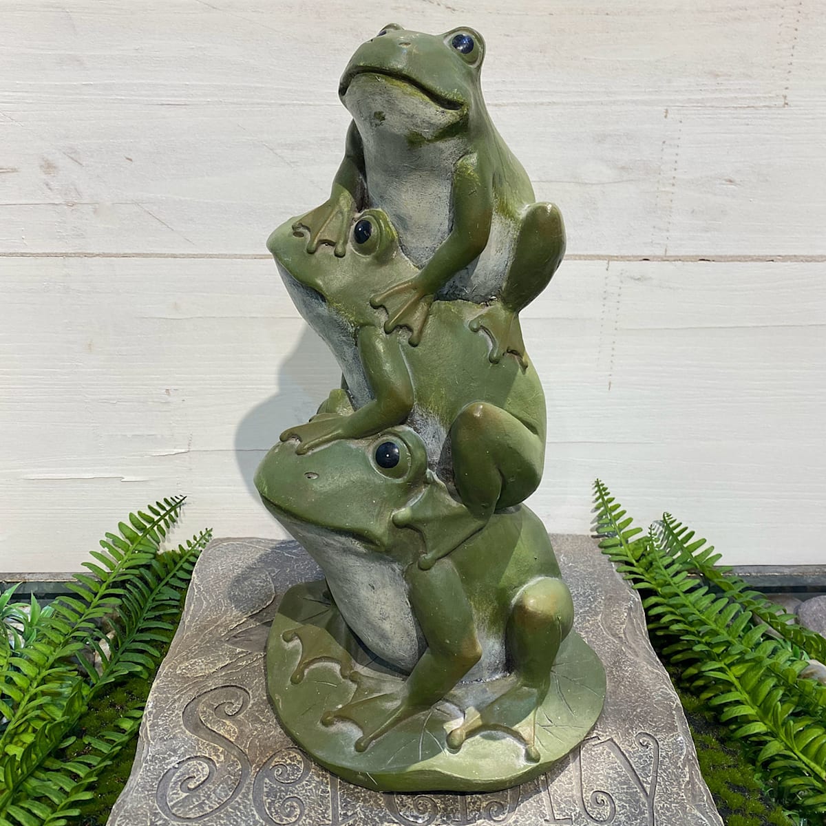 Honeybloom Stacked Frogs Outdoor Garden Statue, 11" | At Home
